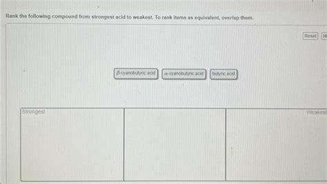 Solved Rank The Following Compound From Strongest Acid To Chegg
