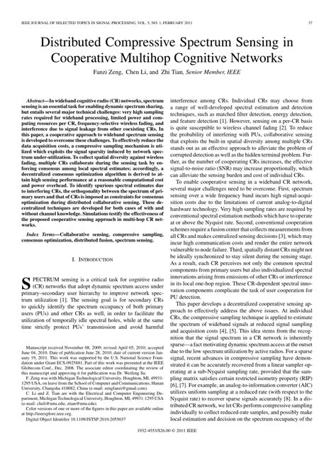 pdf distributed compressive spectrum sensing in cooperative multihop