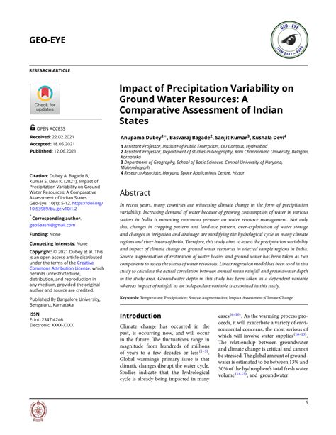 Pdf Geo Eye Impact Of Precipitation Variability On Ground Water