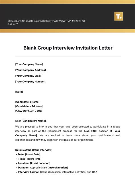 Free Blank Group Interview Invitation Letter Template To Edit Online