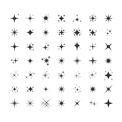 Set Of Twinkling Star Sparkle Firework Decoration Twinkle Shiny Flash Design Elements Isolated