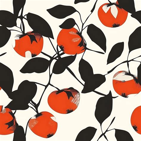 Premium Photo Pattern Persimmon With Leafy Top And Natural Design