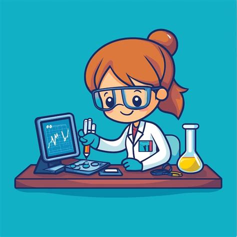 Cute Scientist Analyzing Data Cartoon Vector Premium Ai Generated Vector