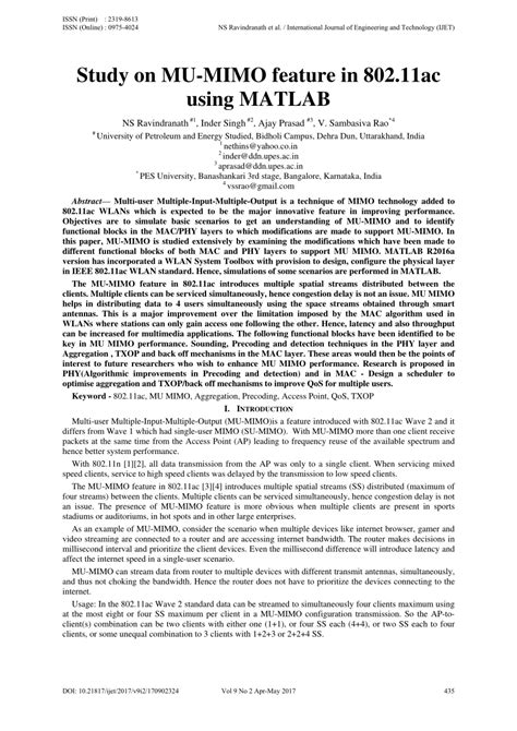 PDF Study On MU MIMO Feature In Ac Using MATLAB