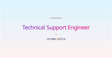 Remote Technical Support Engineer Job At Internet Software And Services Company Remote4africa