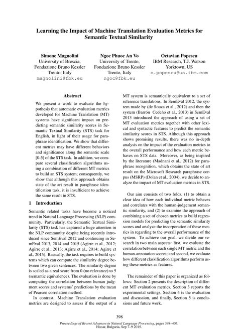 Pdf Learning The Impact Of Machine Translation Evaluation Metrics For