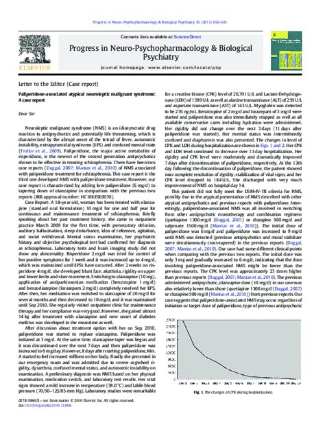 Pdf Paliperidone Associated Atypical Neuroleptic Malignant Syndrome A Case Report