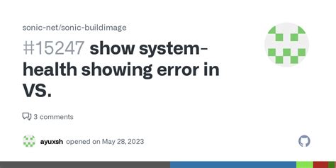Show System Health Showing Error In VS Issue Sonic Net Sonic Buildimage GitHub