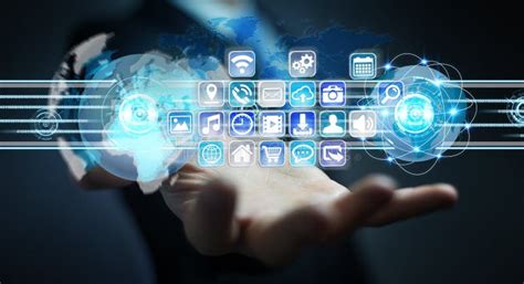 Businessman Connecting Worlds To Icons And Applications Software Stock Illustration