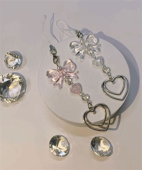 💖당일출고💖 Y2k 여리여리 핑크리본 투명리본 키링 하트 휴대폰줄 폰꾸 귀여운 키링 발레코어 에어팟고리 에이블리