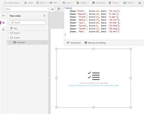 PowerApps Data Types