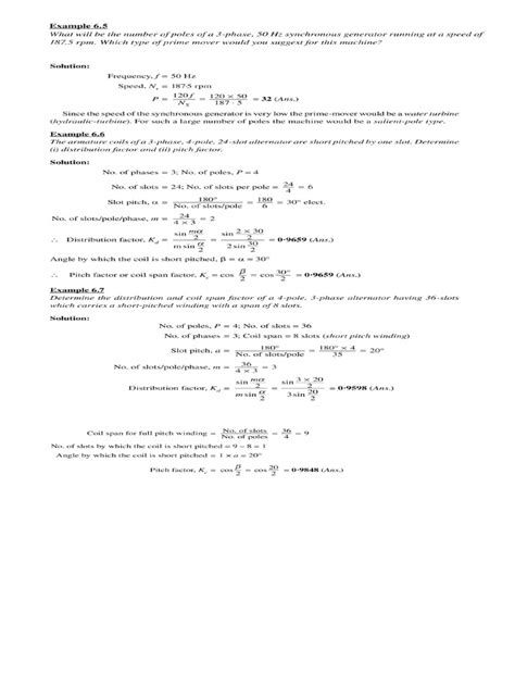 Sample Solved Problems For Synchronous Generator Pdf