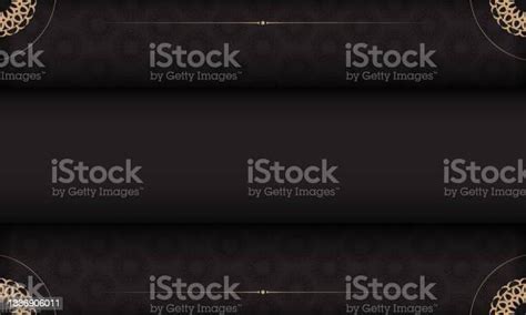 고급 장식과 로고와 텍스트에 대한 장소와 검은 배너 템플릿 빈티지 패턴엽서 인쇄 디자인 용 템플릿 0명에 대한 스톡 벡터 아트