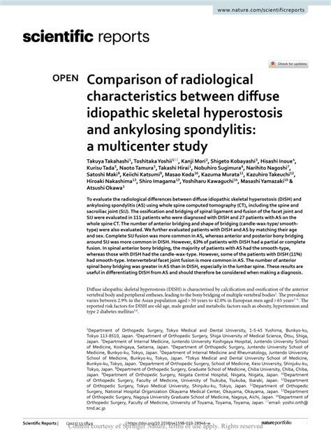 Pdf Comparison Of Radiological Characteristics Between Diffuse Idiopathic Skeletal
