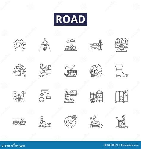 Road Line Vector Icons And Signs Street Asphalt Path Freeway Pavement Highway