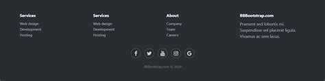 Bootstrap 4 Simple Footer Template Dark Example
