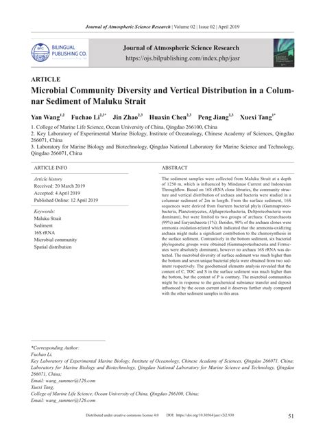 (PDF) Microbial Community Diversity and Vertical Distribution in a Columnar Sediment of Maluku ...