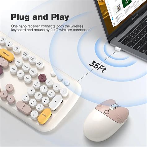 Full Size Retro Wireless Keyboard And Mouse Combo Elegant 2 4g Typewriter Inspired Computer