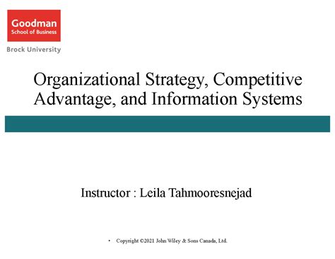 003 Lecture 3 Organizational Strategy And Information Systems Organizational Strategy