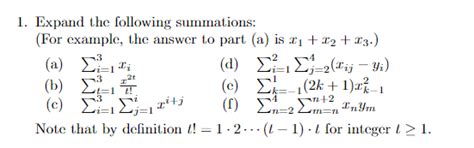 solved expand the following summations n for example the