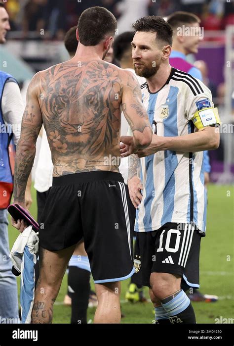 December 3 2022 Rome Qatar Tattooed Rodrigo De Paul Lionel Messi