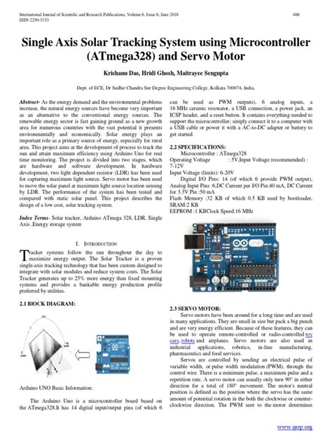 Single Axis Solar Tracking System Using Microcontroller Atmega328 And