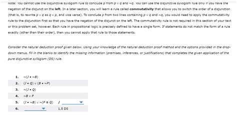 Solved Note You Cannot Use The Disjunctive Syllogism Rule