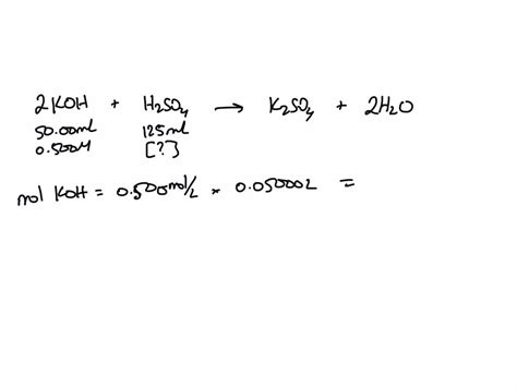 Solved If It Takes 50 00 Ml Of 0 500 M Koh Solution To Completely Neutralize 125 Ml Of Sulfuric