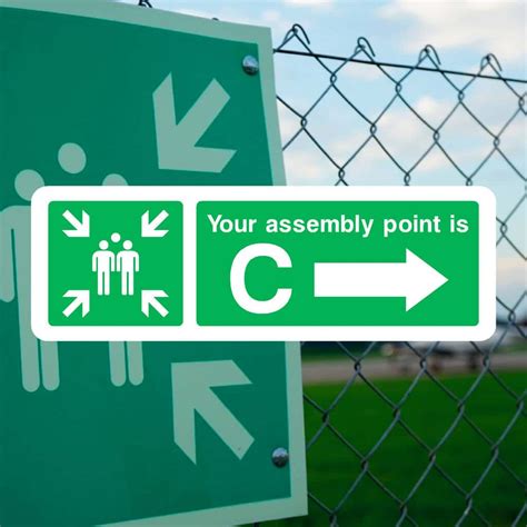 Assembly Point C Sign With Arrow