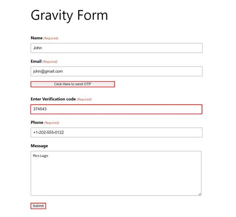 OTP Verification For Gravity Forms WordPress SMS Email