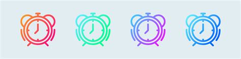Alarm Line Icon In Gradient Colors Timer Signs Vector Illustration