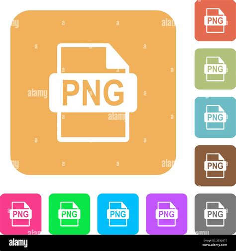 Png File Format Flat Icons On Rounded Square Vivid Color Backgrounds Stock Vector Image And Art