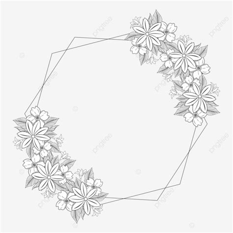 육각형 꽃 테두리 장식 꽃 테두리 꽃 장식 테두리 손으로 그린 꽃 Png 일러스트 및 벡터 에 대한 무료 다운로드 Pngtree