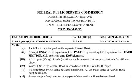 Css Past Papers Criminology 2023 Cepi Pakistan