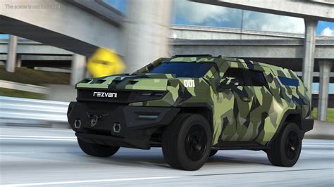2023 Rezvani Vengeance Armored Suv Camouflage Colored Lights Off Rigged