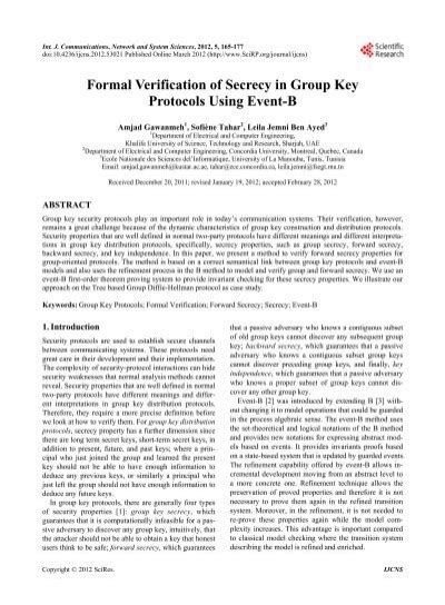 Formal Verification Of Secrecy In Group Key Protocols Using Event B