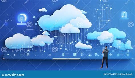 Cloud Storage Data Center Cloud Server Digital Cloud Cyber Security Stock Illustration