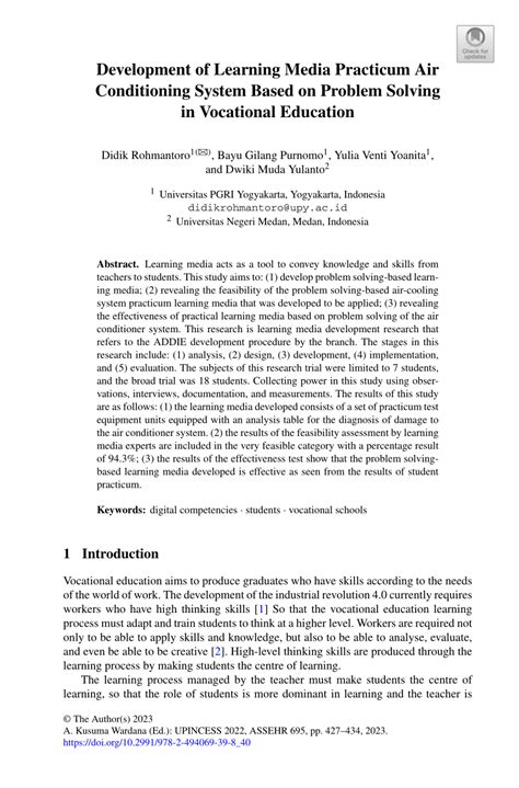Pdf Development Of Learning Media Practicum Air Conditioning System Based On Problem Solving