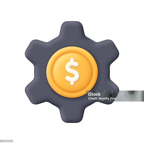 금색 달러 동전이 있는 검은색 기어 또는 톱니바퀴 지불 프로세스 재무 설정 자금 관리 투자 도구 개념 3d 벡터 아이콘입니다