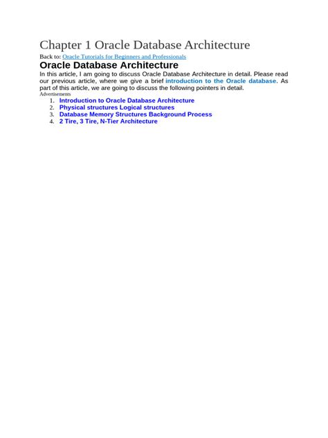 Oracle Database Architecture | PDF | Databases | Client–Server Model