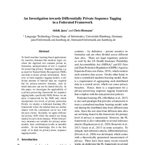 An Investigation Towards Differentially Private Sequence Tagging In A