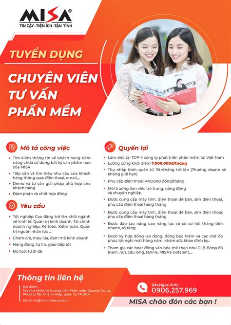 Công ty Cổ phần MISA tuyển dụng nhiều vị trí Ban Chăm sóc người học