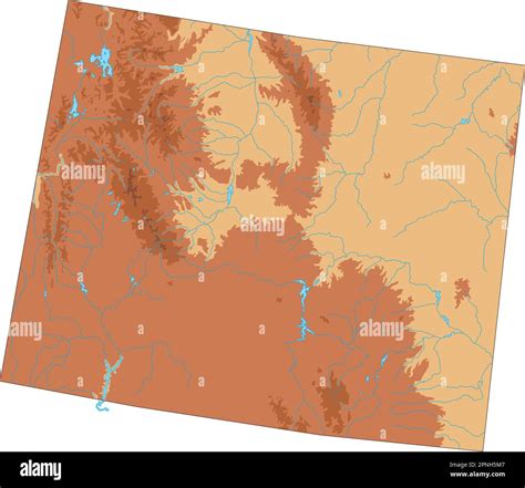 Highly Detailed Wyoming Physical Map Stock Vector Image And Art Alamy