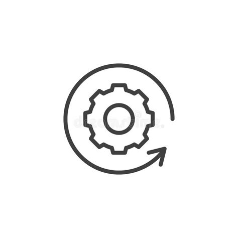 Gear Rotation Icon In Line Design Gear Rotation Mechanism Motion System Engineering