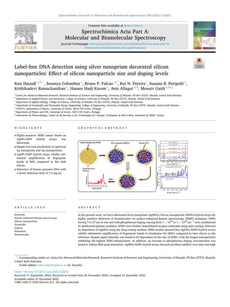 Pdf Label Free Dna Detection Using Silver Nanoprism Decorated Silicon Nanoparticles Effect Of