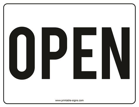 Simple Open Hours Sign Printable Printable Signs