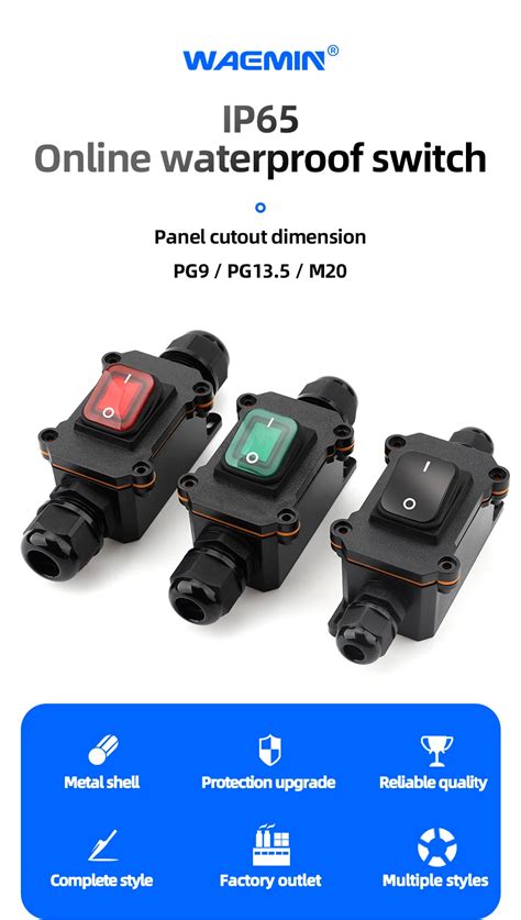 Waemin Outdoor Inline Cord Switch 25a 250vac Ip65 Waterproof