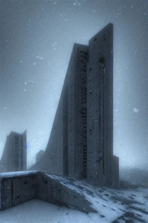 Sci Fi Concrete Brutalist Architecture In The Stable Diffusion