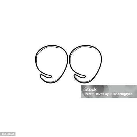 따옴표 인용 표시 음성 문장 부호 발췌 쉼표 이중 쉼표 비고 버튼 벡터 세트 와 손으로 그린 낙서 스타일 벡터 Brand Name Online Messaging