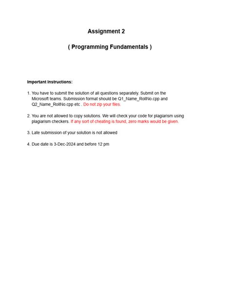 assignment 2 programming fundamentals pdf computer program
